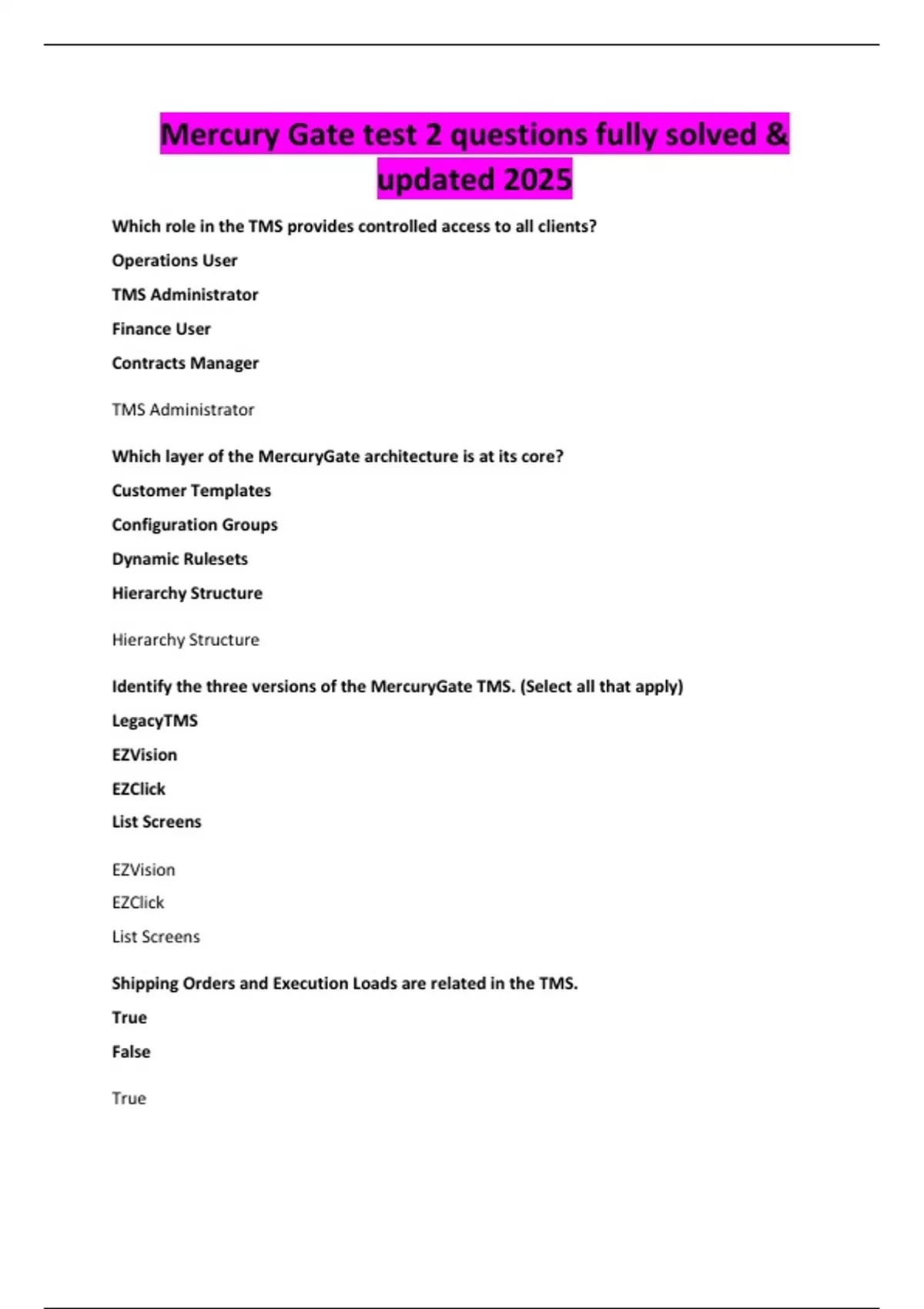 Mercury Gate test 2 questions fully solved & updated 2025 - Mercury ...