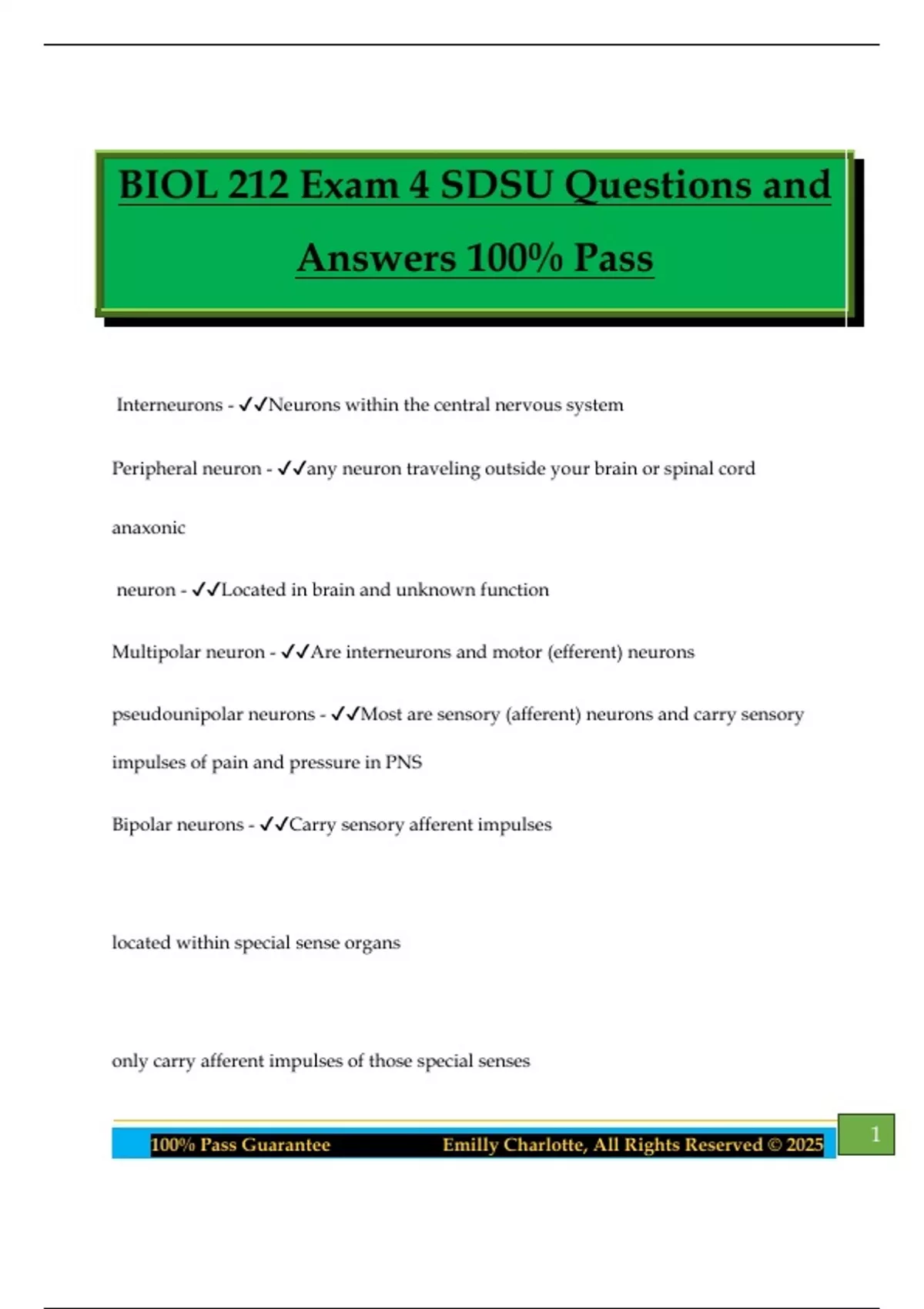 BIOL 212 Exam 4 SDSU Questions and Answers 100% Pass - SDSU - Stuvia US