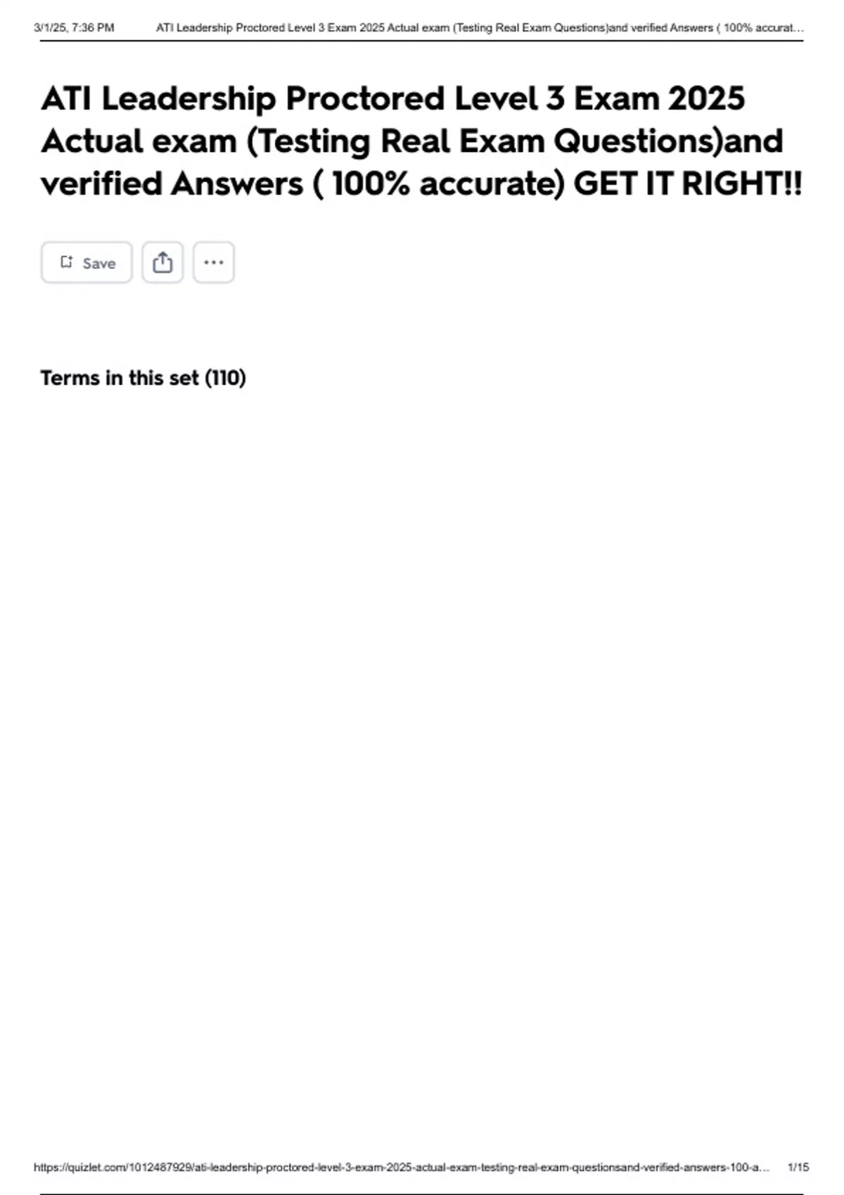 ATI Leadership Proctored Level 3 Exam 2025 Actual exam (Testing Real ...