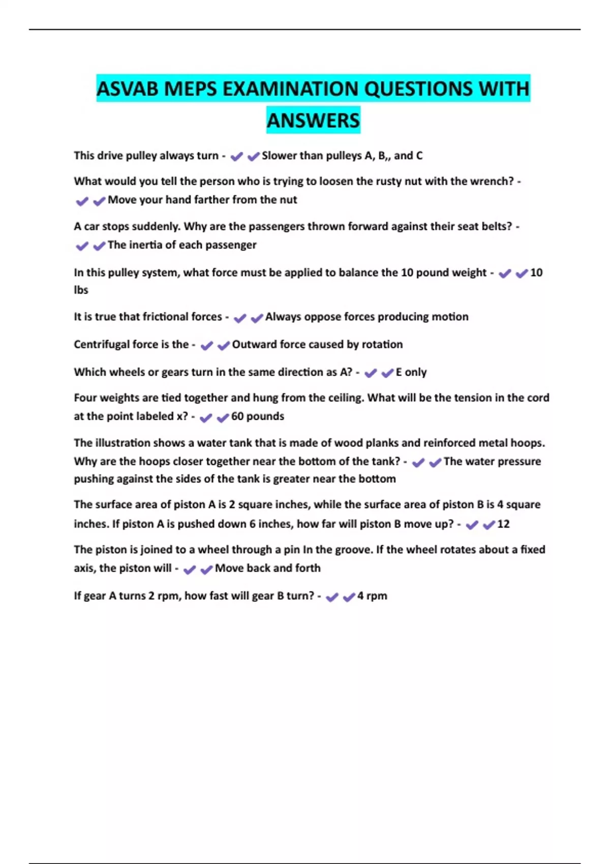 ASVAB MEPS Prep Guide 2025/26 | Latest Verified Quizzes and Answers ...