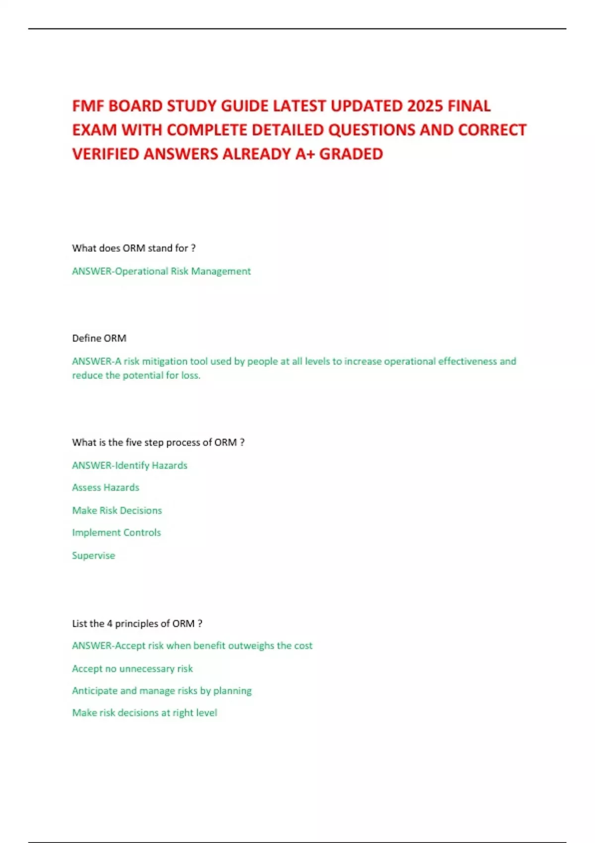 FMF BOARD STUDY GUIDE LATEST UPDATED 2025 FINAL EXAM WITH COMPLETE ...