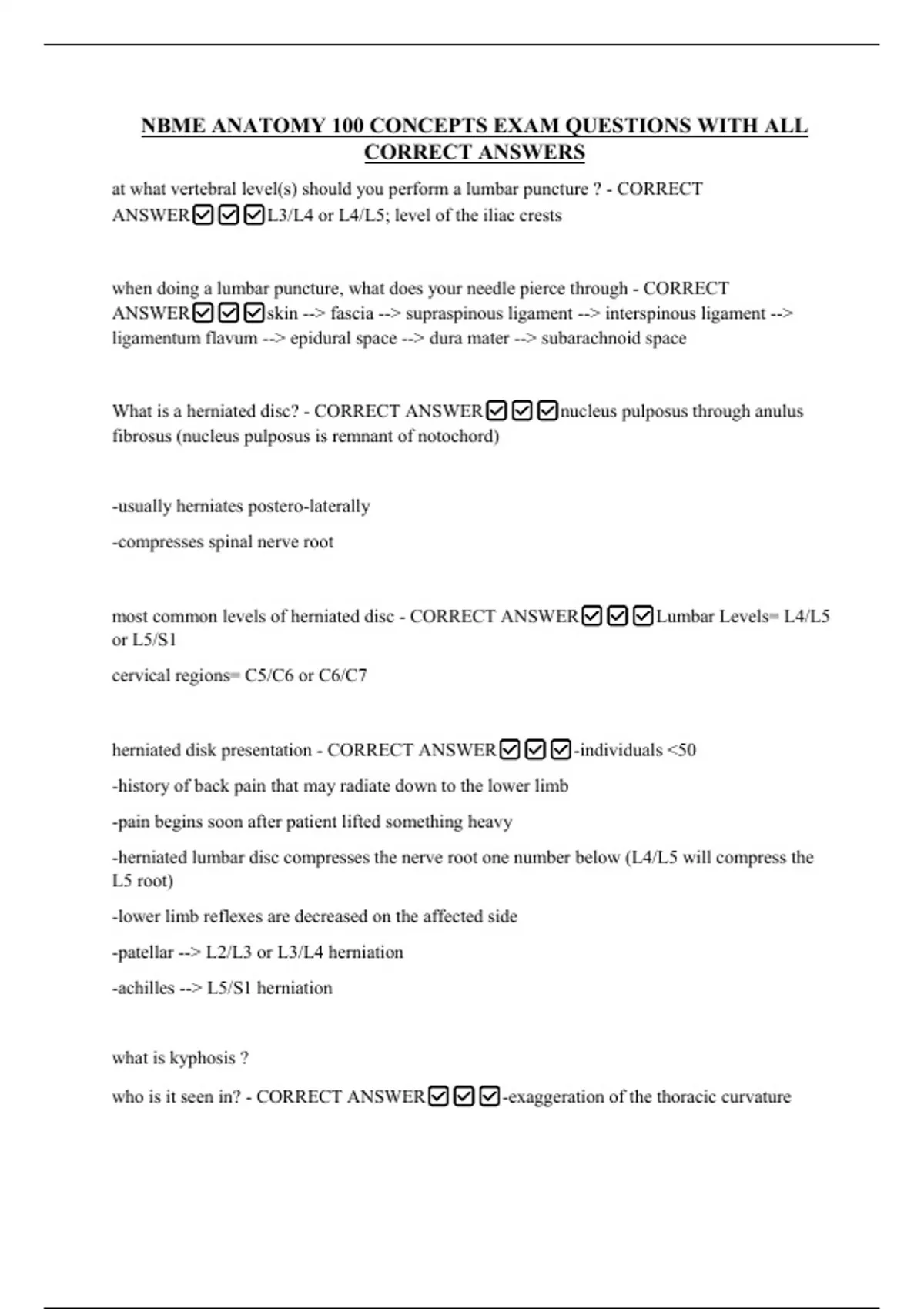 NBME ANATOMY 100 CONCEPTS EXAM QUESTIONS WITH ALL CORRECT ANSWERS ...