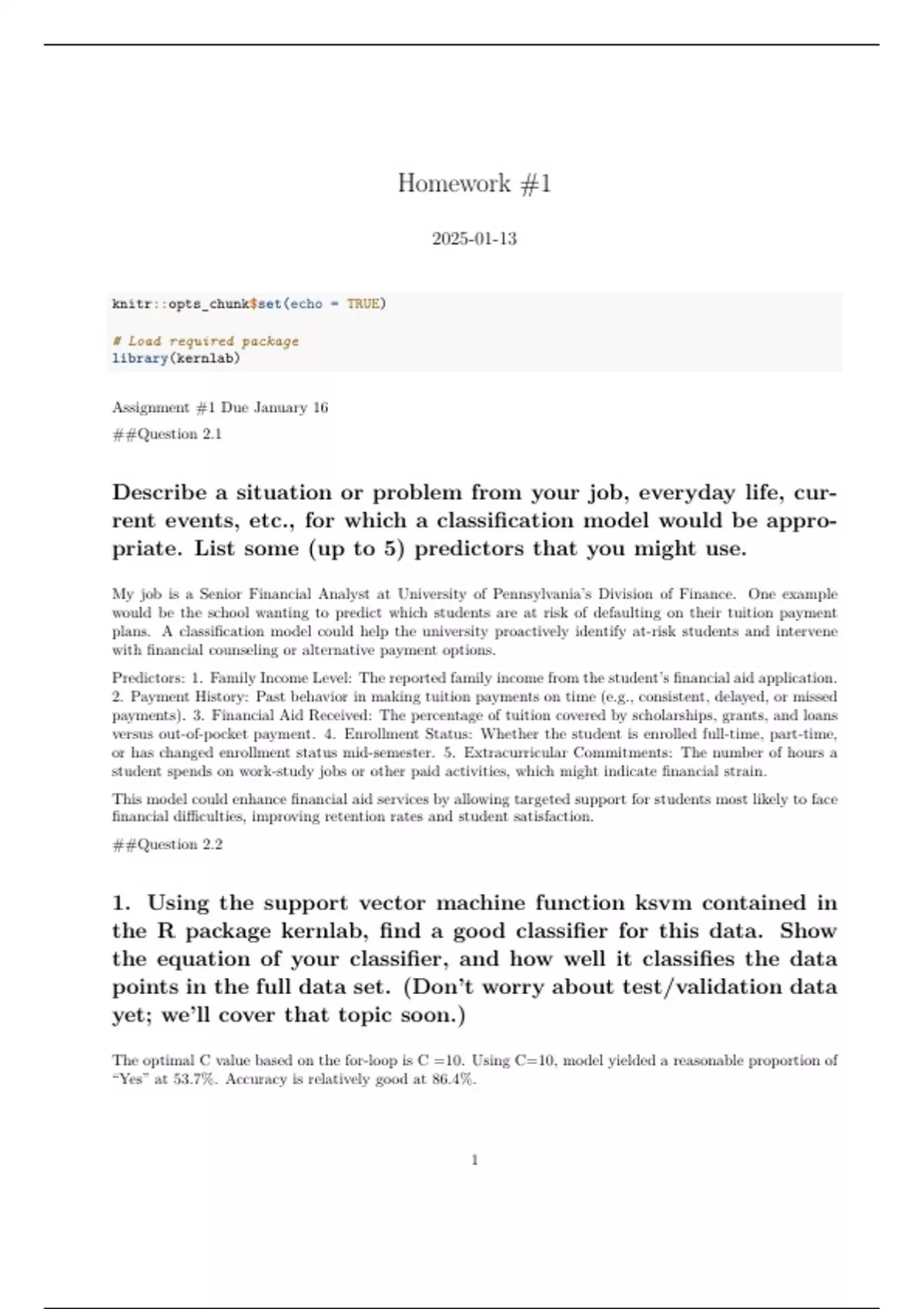 Georgia Institute Of Technology | ISYE 6501: Intro to Analytics Modeling | Week 1-7 Homework ...