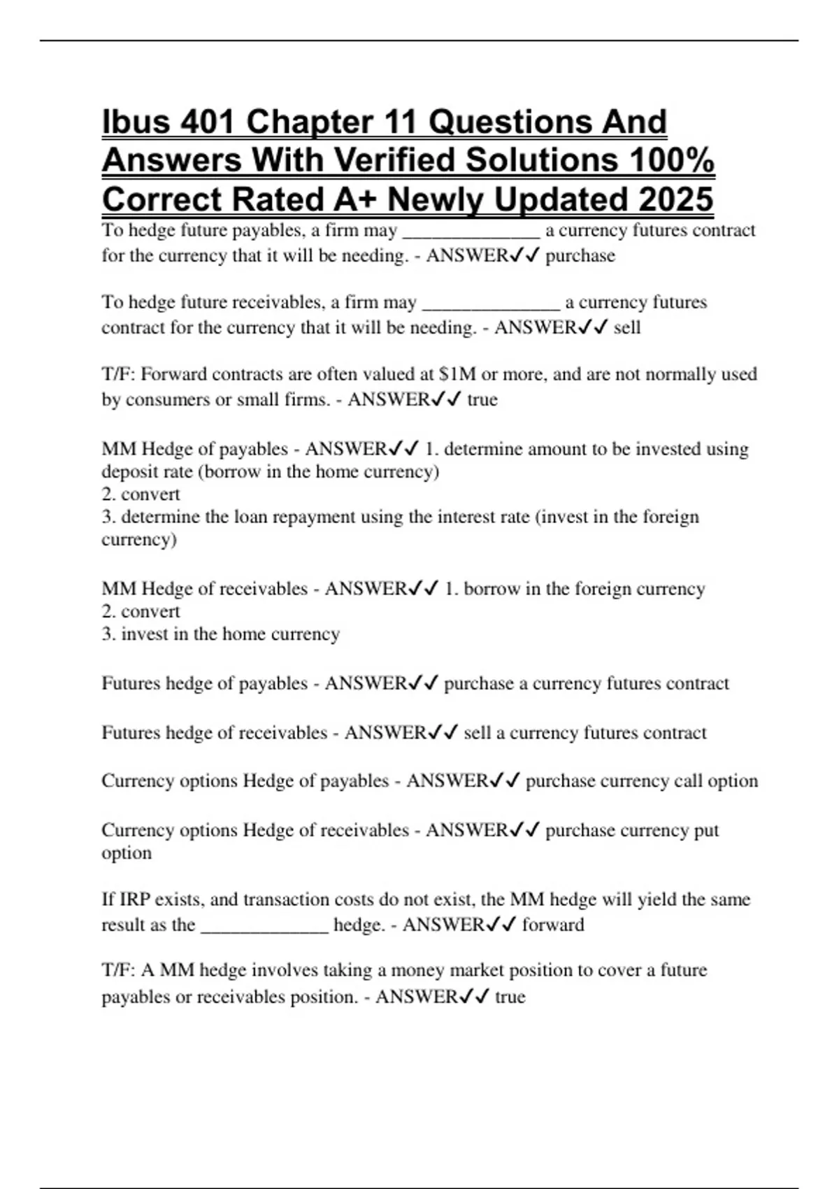 Ibus 401 Chapter 11 Questions And Answers With Verified Solutions 100% ...