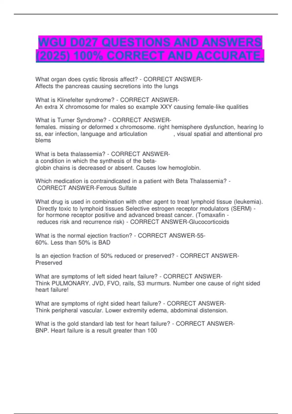 WGU D027 QUESTIONS AND ANSWERS (2025) 100% CORRECT AND ACCURATE. - WGU ...