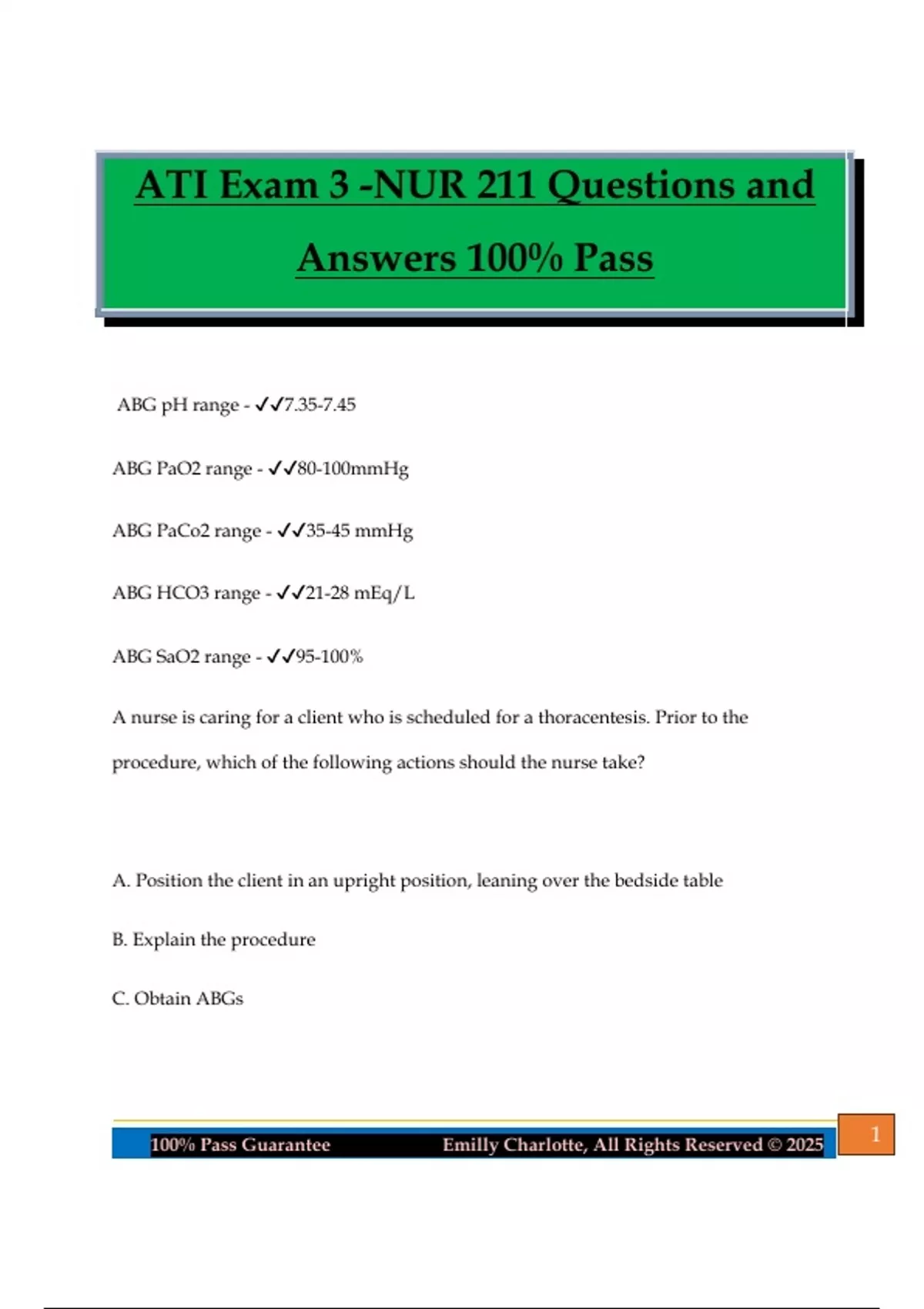 ATI Exam 3 -NUR 211 Questions and Answers 100% Pass - NUR 211 - Stuvia US