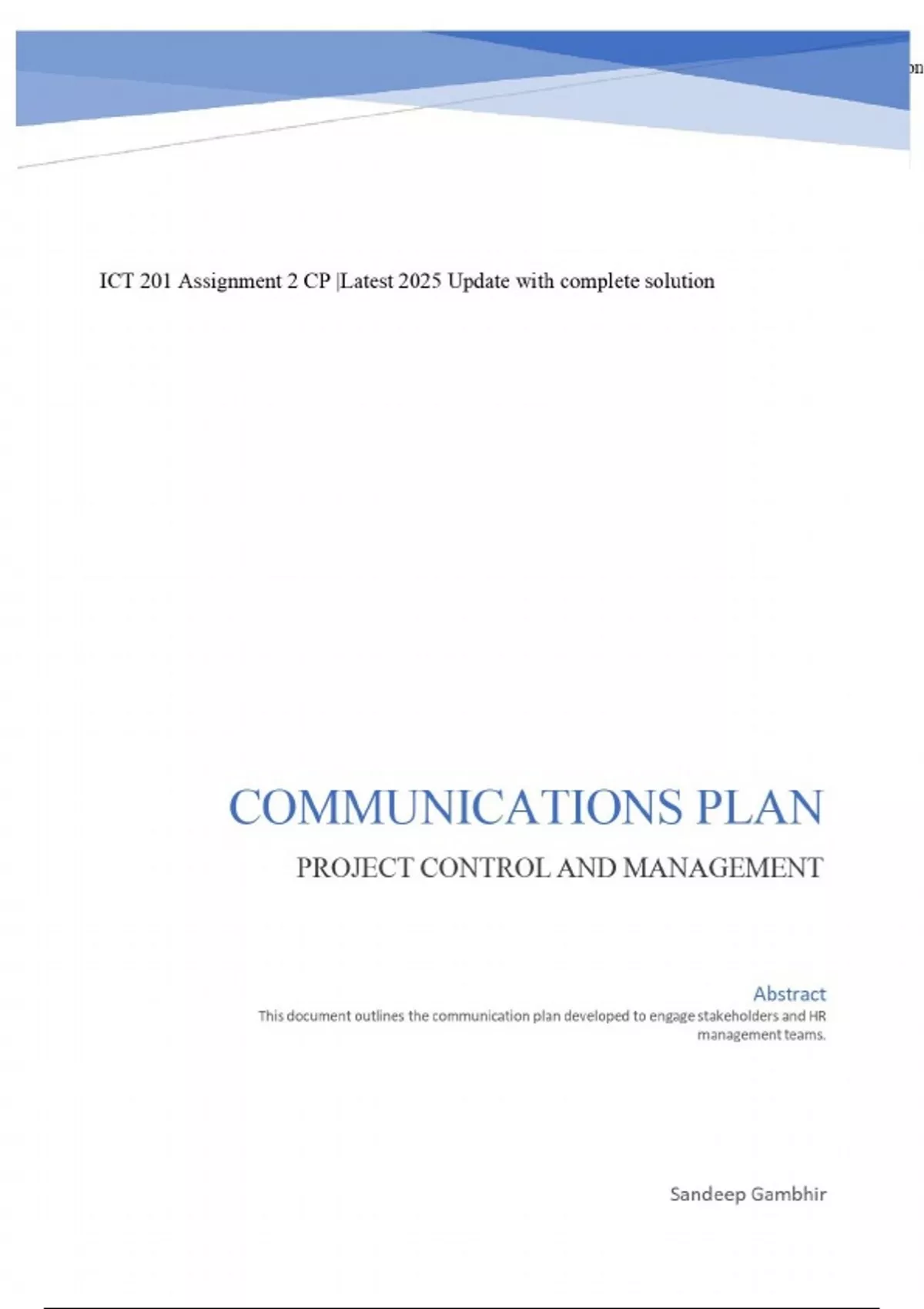 ICT 201 Assignment 2 CP |Latest 2025 Update with complete solution ...