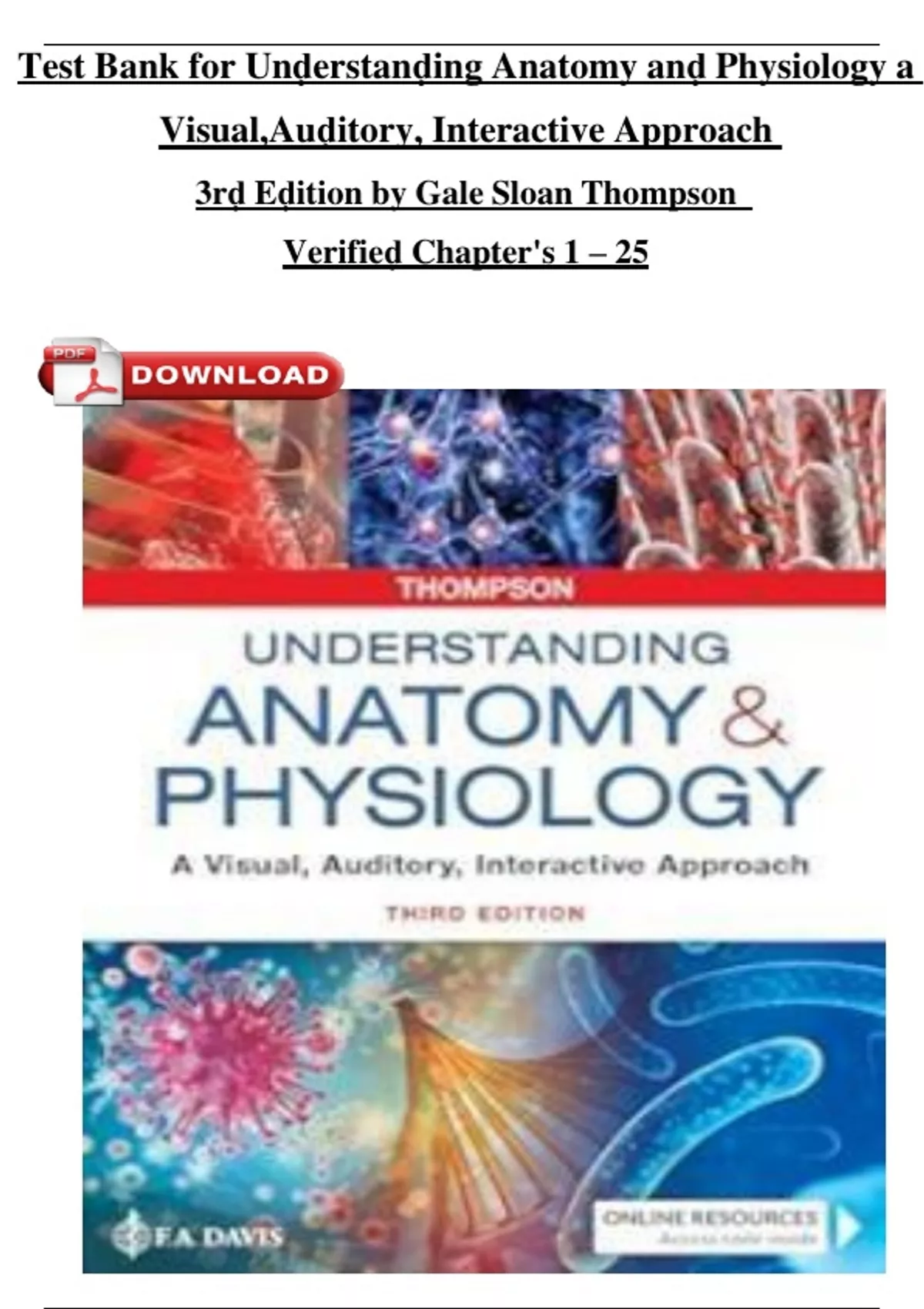 Test Bank - for Understanding Anatomy & Physiology A Visual, Auditory ...