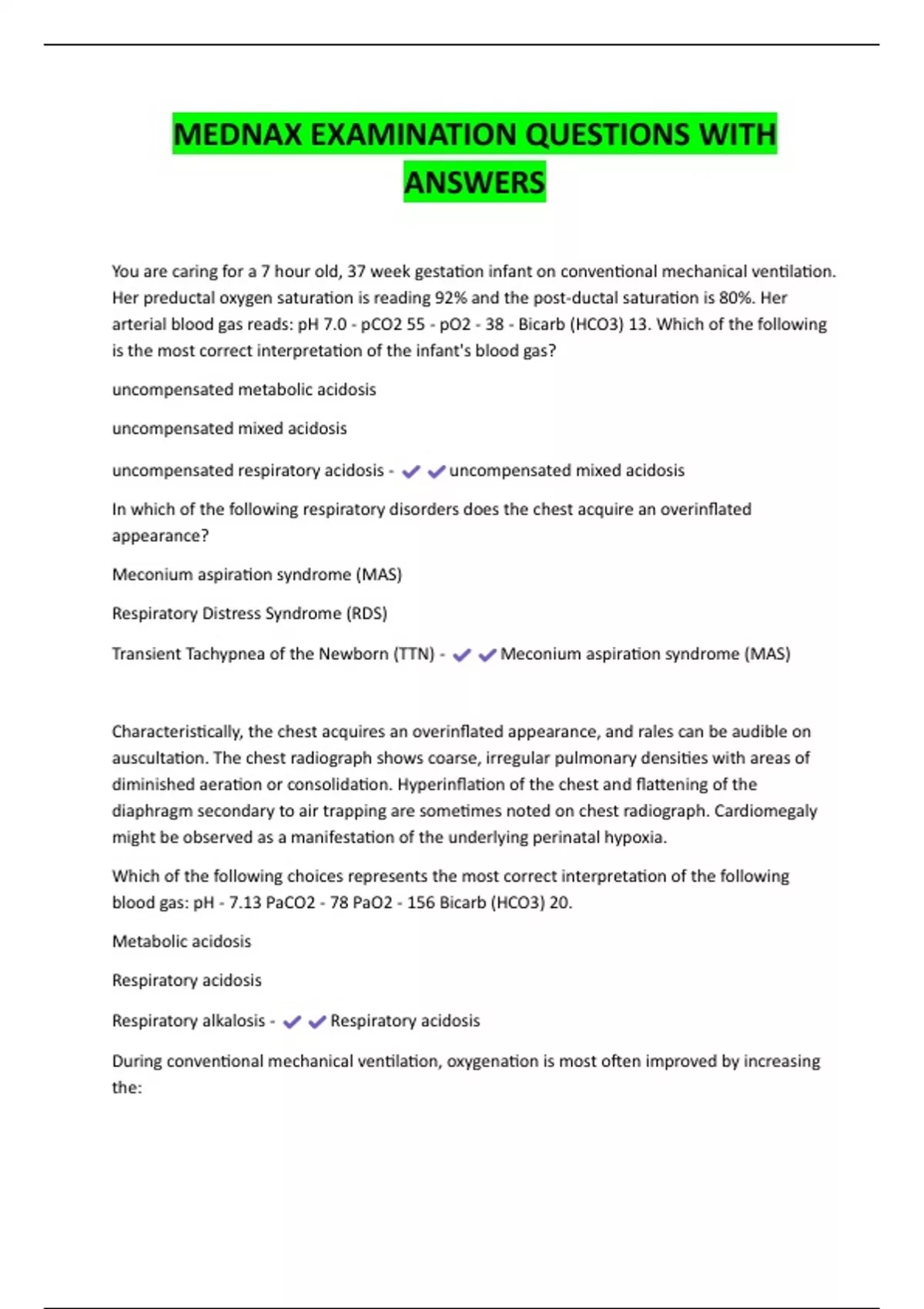 MEDNAX certification guide for 2025/2026 (latest quizzes) AND 100% ...