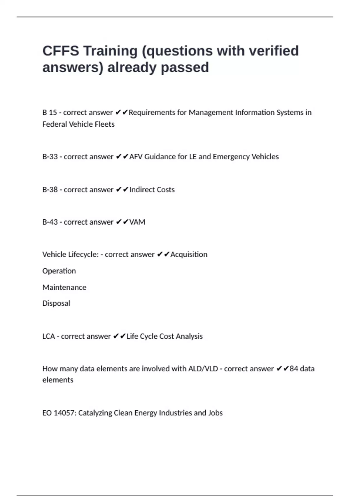 CFFS Training (questions with verified answers) already passed - CFFS ...