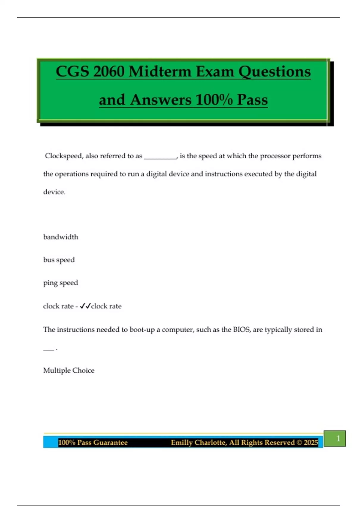 CGS 2060 Midterm Exam Questions and Answers 100% Pass - CGS 2060 - Stuvia US