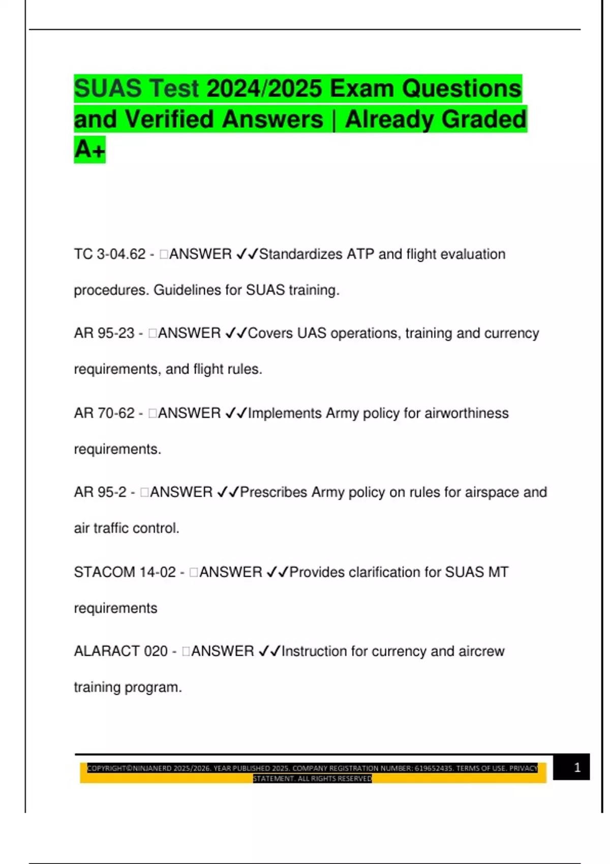 SUAS Test 2024/2025 Exam Questions and Verified Answers | Already ...