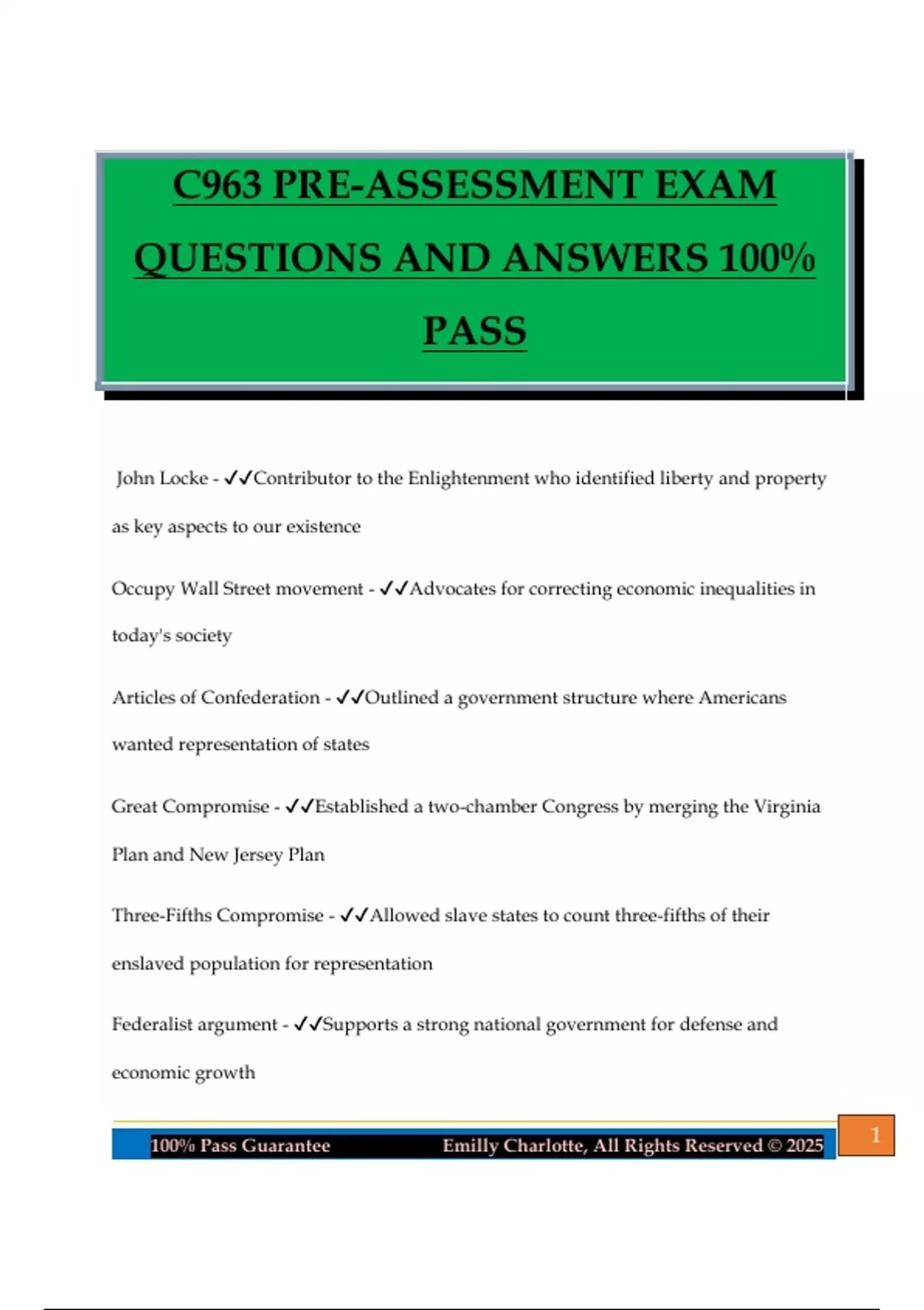 C963 PRE-ASSESSMENT EXAM QUESTIONS AND ANSWERS 100% PASS - WGU C963 ...
