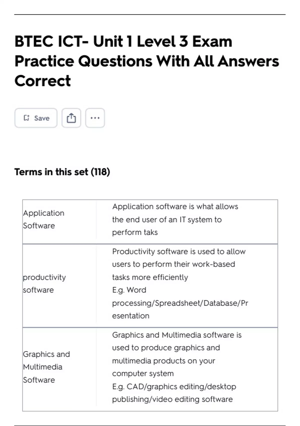 BTEC ICT- Unit 1 Level 3 Exam Practice Questions With All Answers Correct - BTEC - Stuvia US
