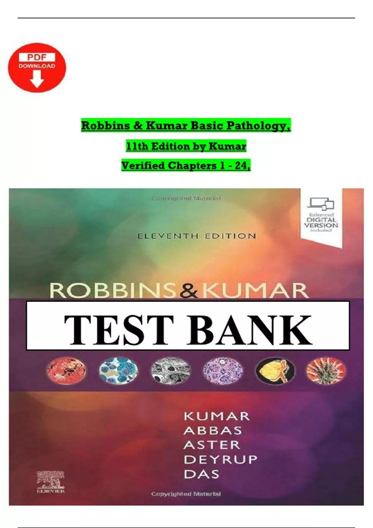 TEST BANK For Robbins & Kumar Basic Pathology, 11th Edition by Vinay ...