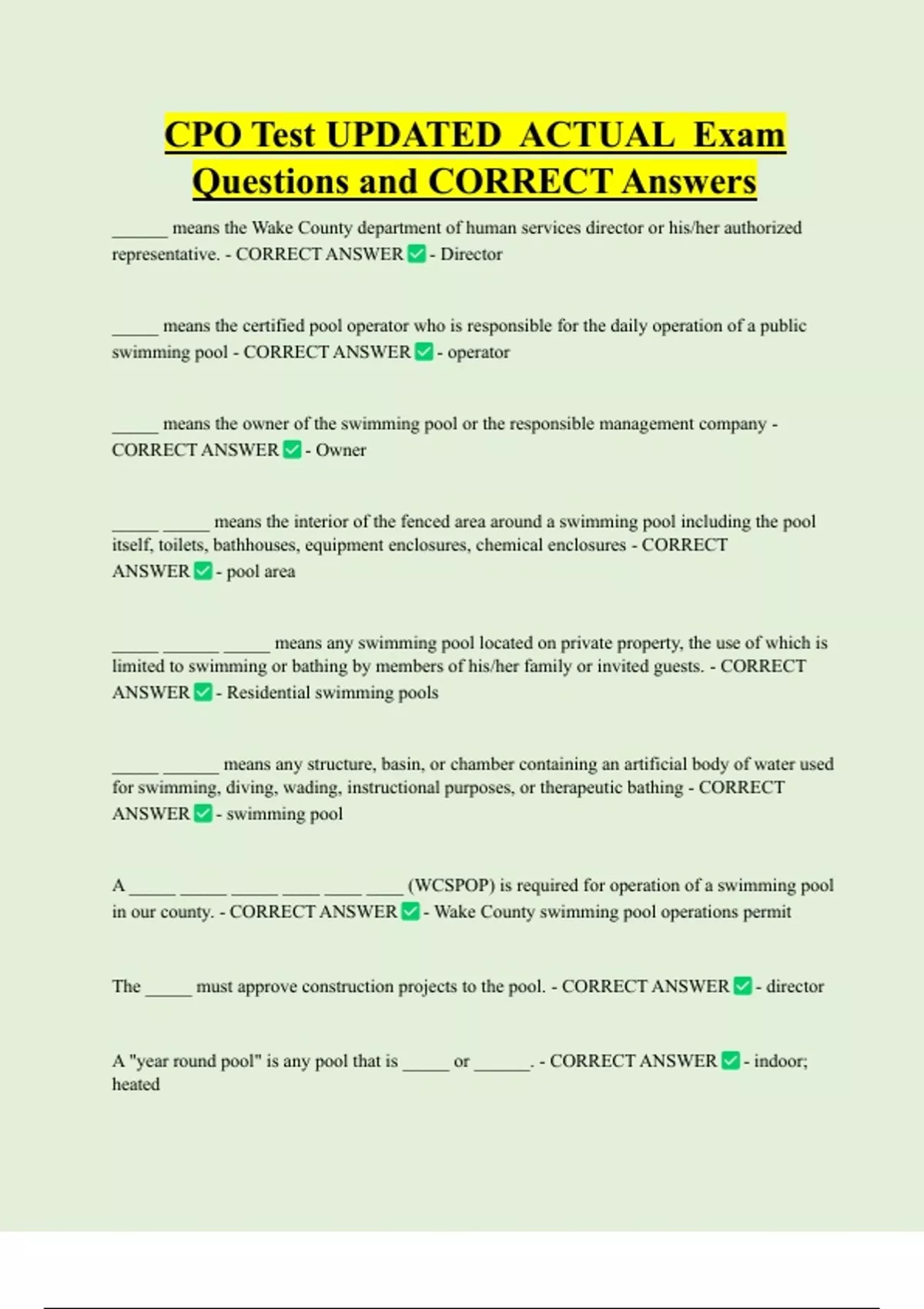 CPO Test UPDATED ACTUAL Exam Questions and CORRECT Answers - CPO ...