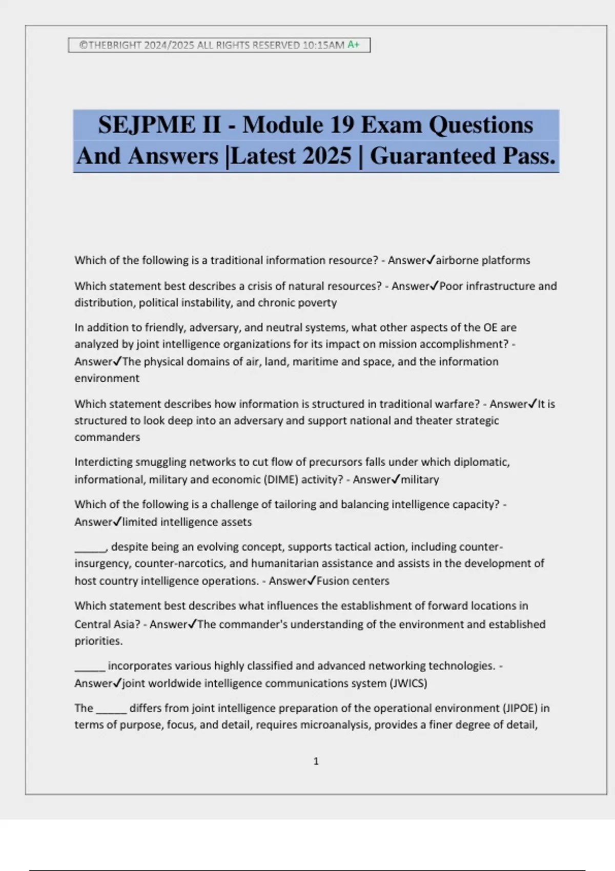 SEJPME II - Module 19 Exam Questions And Answers |Latest 2025 ...