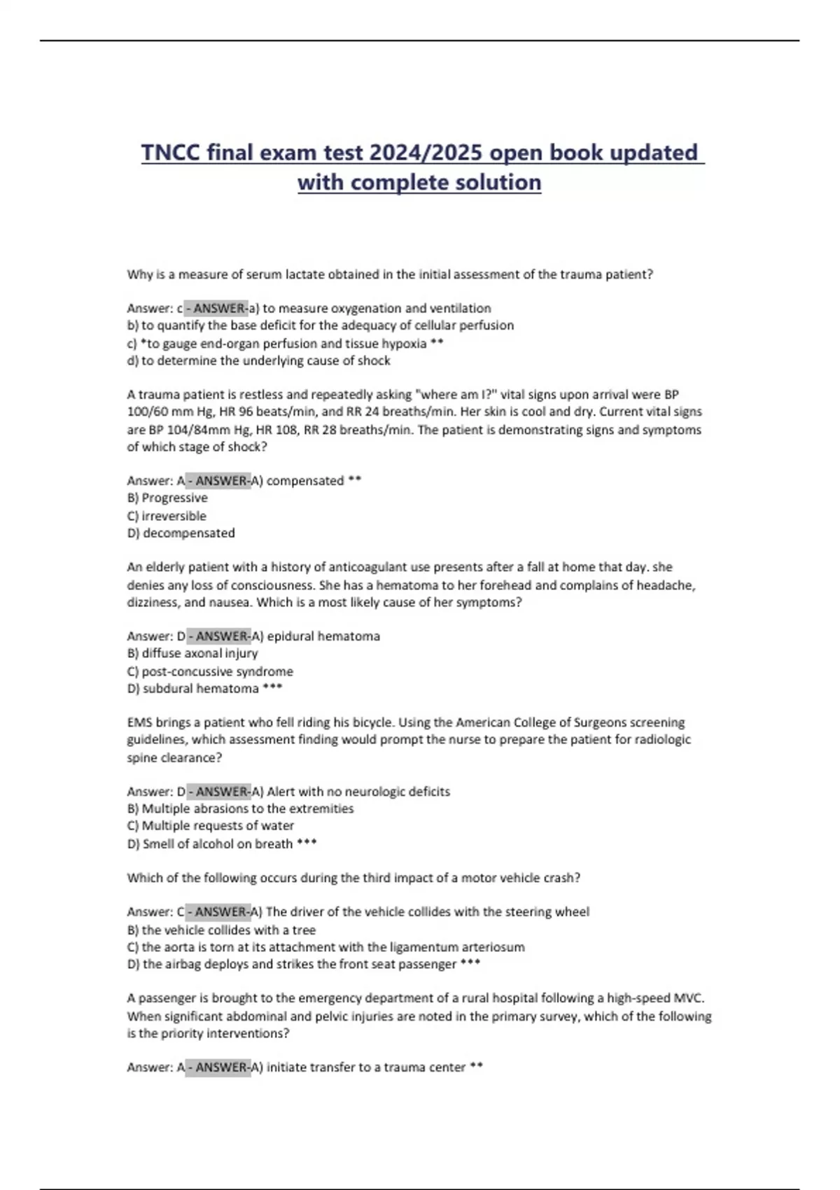 TNCC final exam test 2024/2025 open book updated with complete solution ...