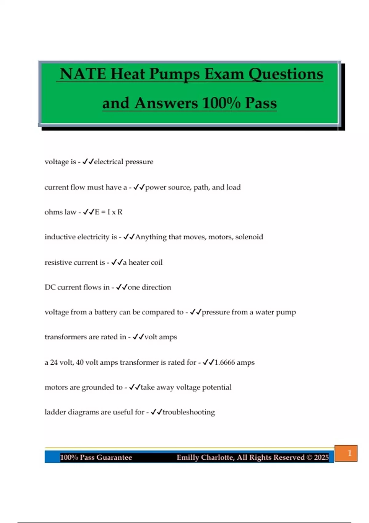 NATE Heat Pumps Exam Questions and Answers 100% Pass - NATE - Stuvia US