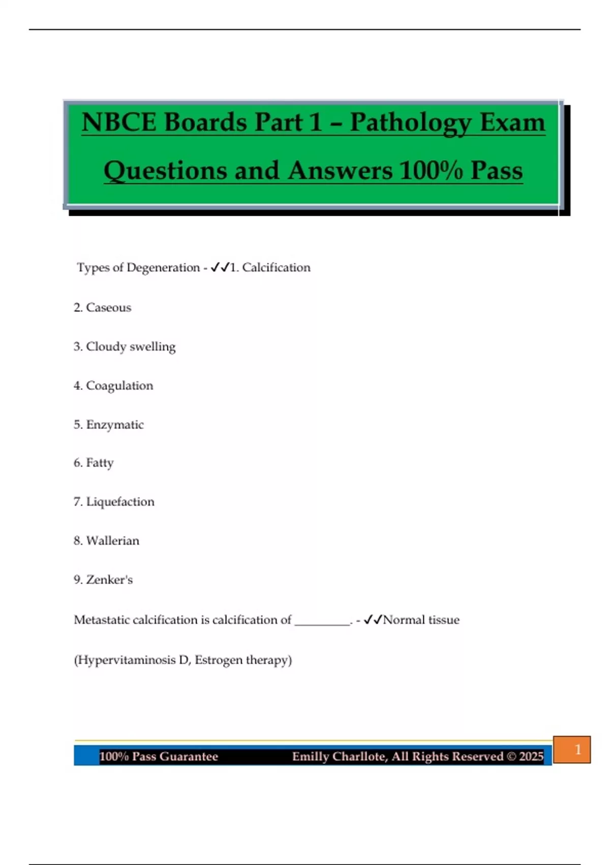 NBCE Boards Part 1 – Pathology Exam Questions and Answers 100% Pass ...