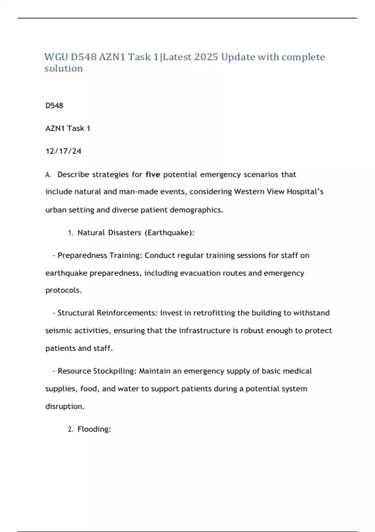 WGU D548 AZN1 Task 1|Latest 2025 Update with complete solution - D548 ...