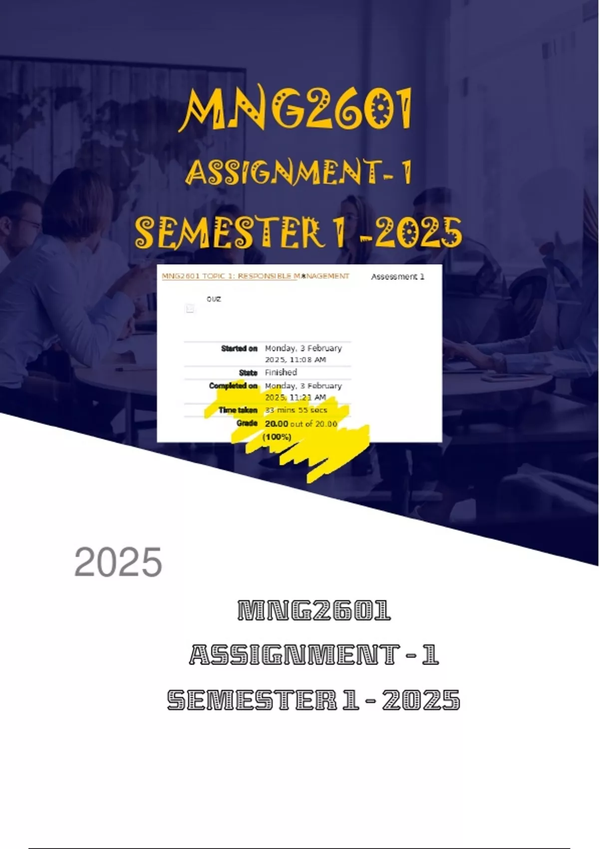 MNG2601 ASSIGNMENT 1 SEM % - General Management (MNG2601) - Stuvia SA
