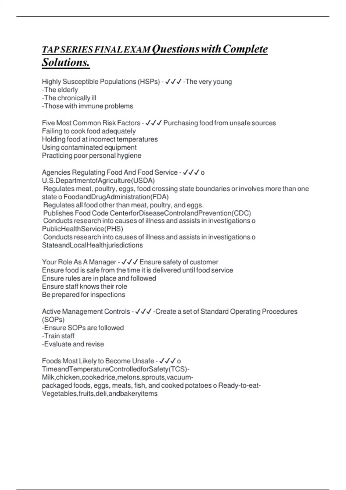 TAP SERIES FINAL EXAM Questions with Complete Solutions. - TAP SERIES ...