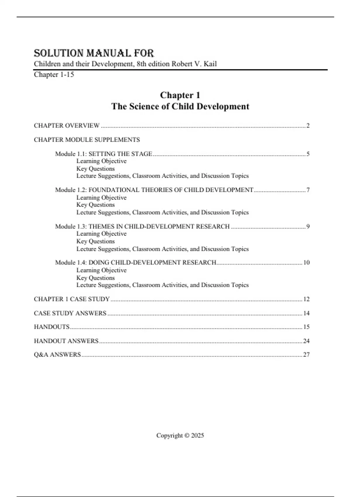 Solution Manual for Children and their Development, 8th Edition by ...