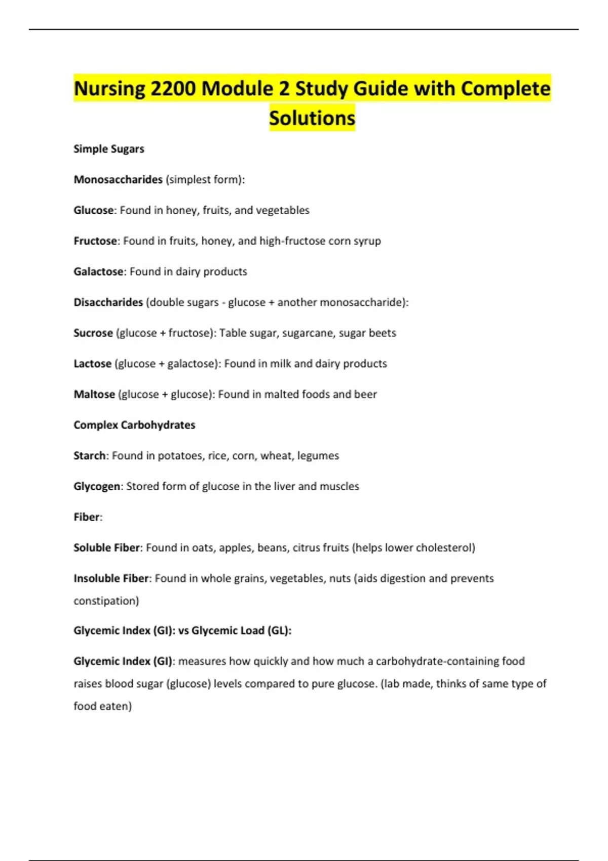 Nursing 2200 Module 2 Study Guide with Complete Solutions - Nursing ...