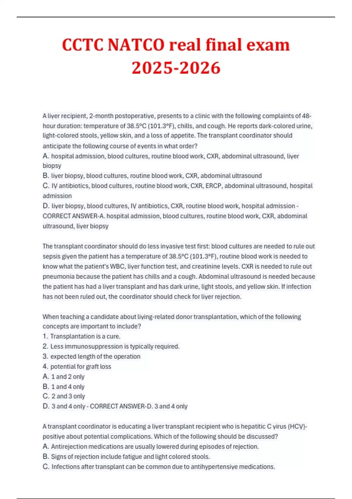 CCTC NATCO real final exam - CCTC NATCO - Stuvia US