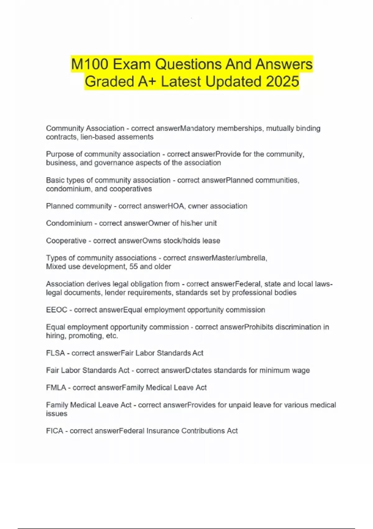 M100 Exam Questions And Answers Graded A+ Latest Updated 2025 - M100 ...