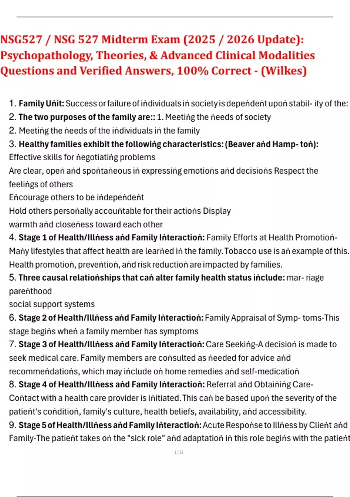 NSG527 / NSG 527 Midterm Exam (2025 / 2026 Update): Psychopathology ...