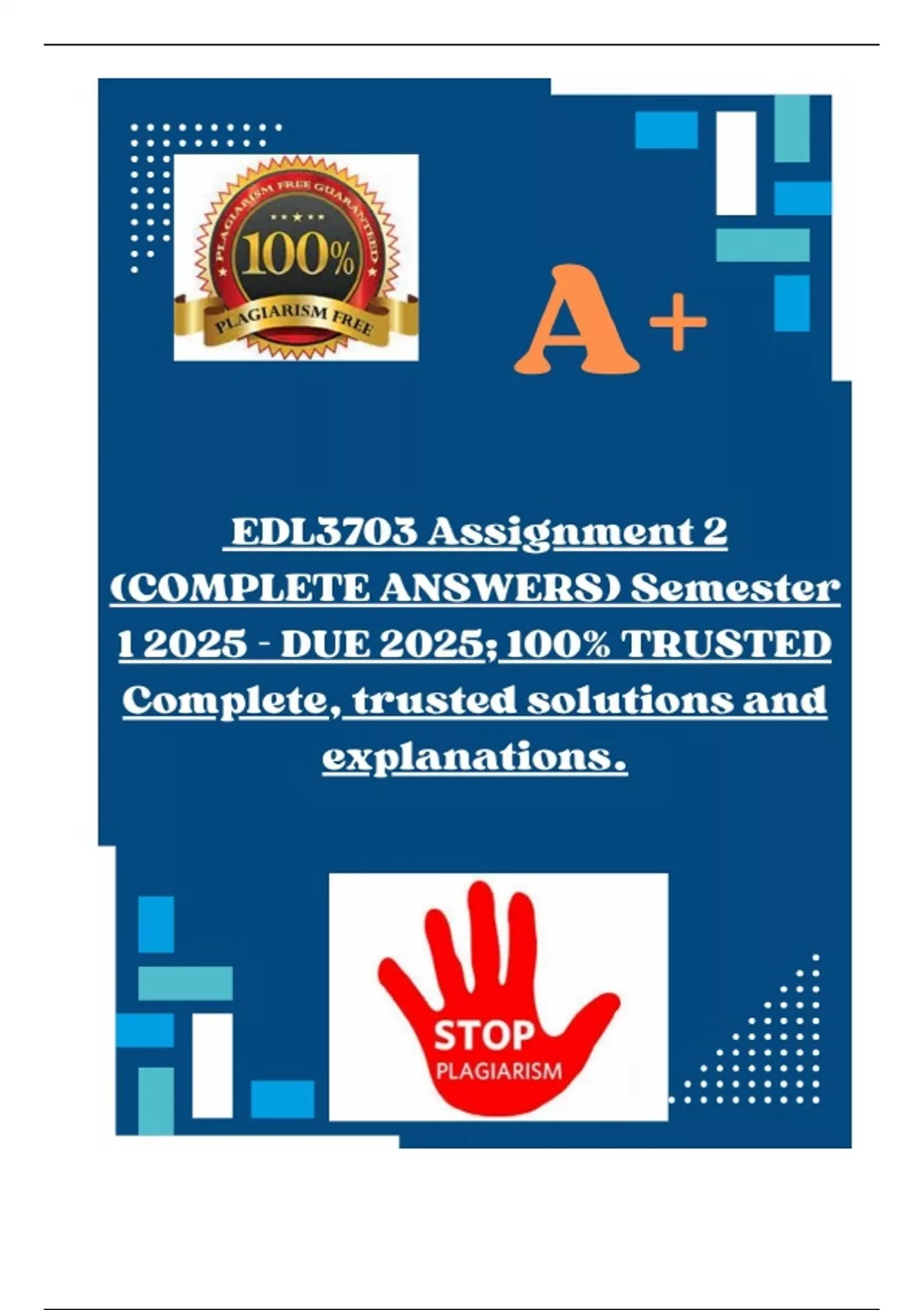 EDL3703 Assignment 2 (COMPLETE ANSWERS) Semester 1 - DUE 2025 - EDL3703 ...