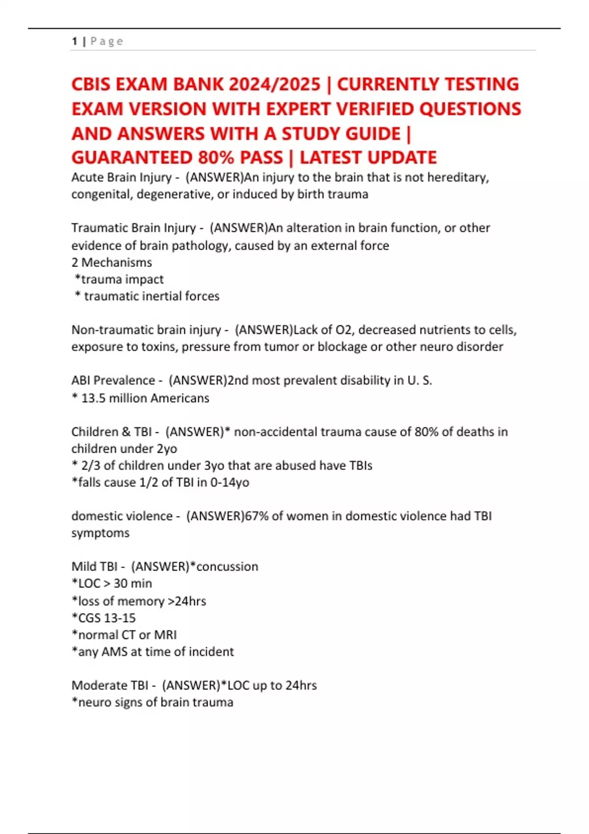 CBIS EXAM BANK 2024/2025 | CURRENTLY TESTING EXAM VERSION WITH EXPERT ...