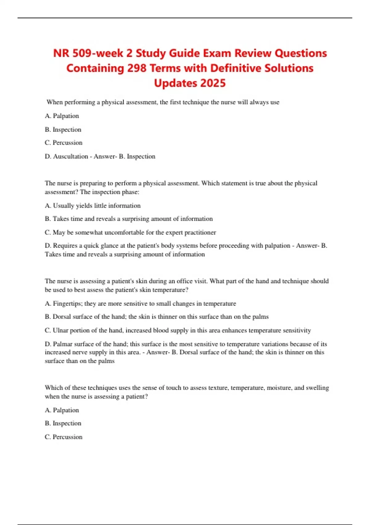 NR 509-week 2 Study Guide Exam Review Questions Containing 298 Terms ...