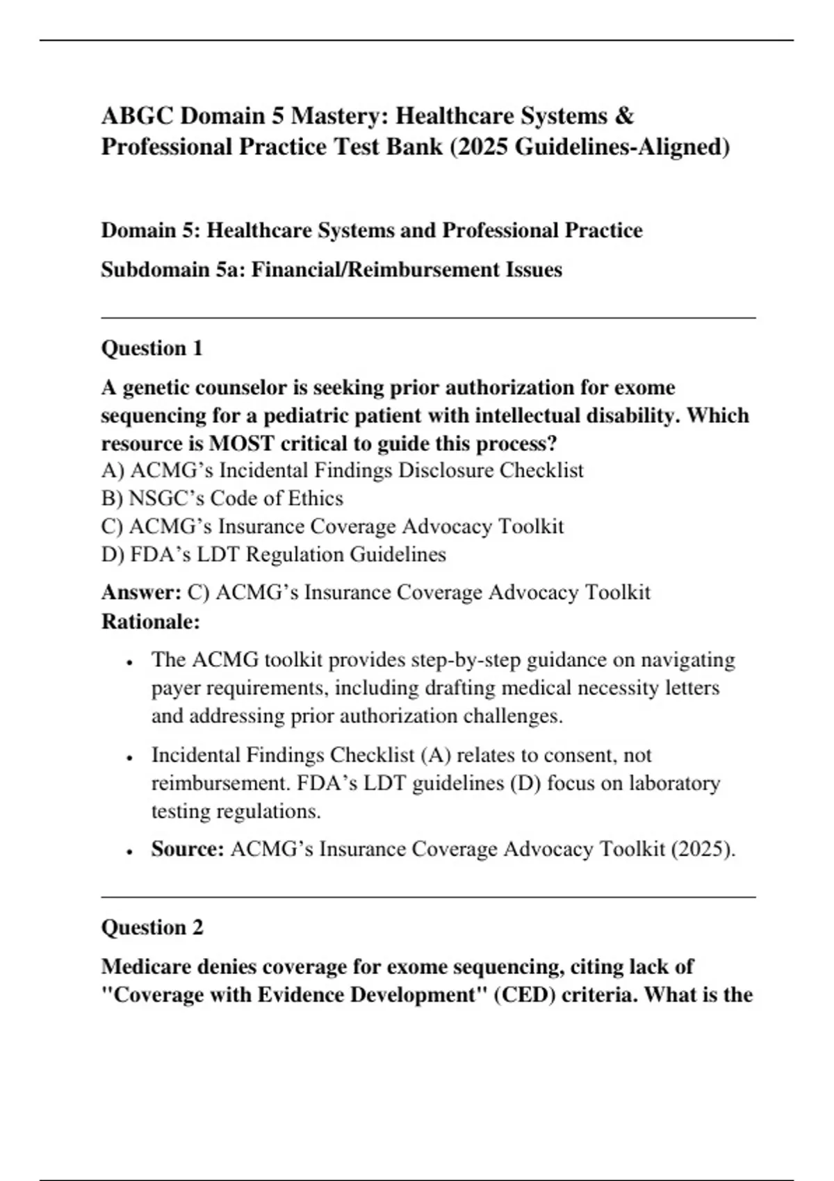 ABGC Domain 5 Practice Test Bank – 2025 Guideline-Aligned - CGC ...