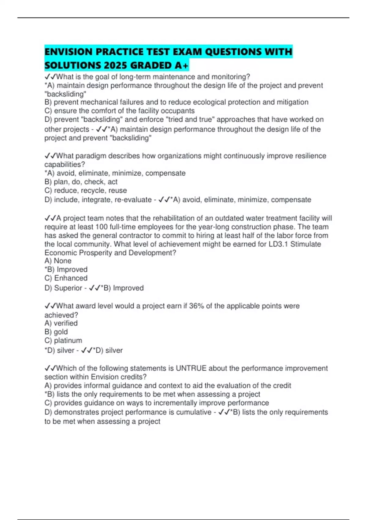 ENVISION PRACTICE TEST EXAM QUESTIONS WITH SOLUTIONS 2025 GRADED A+ ...
