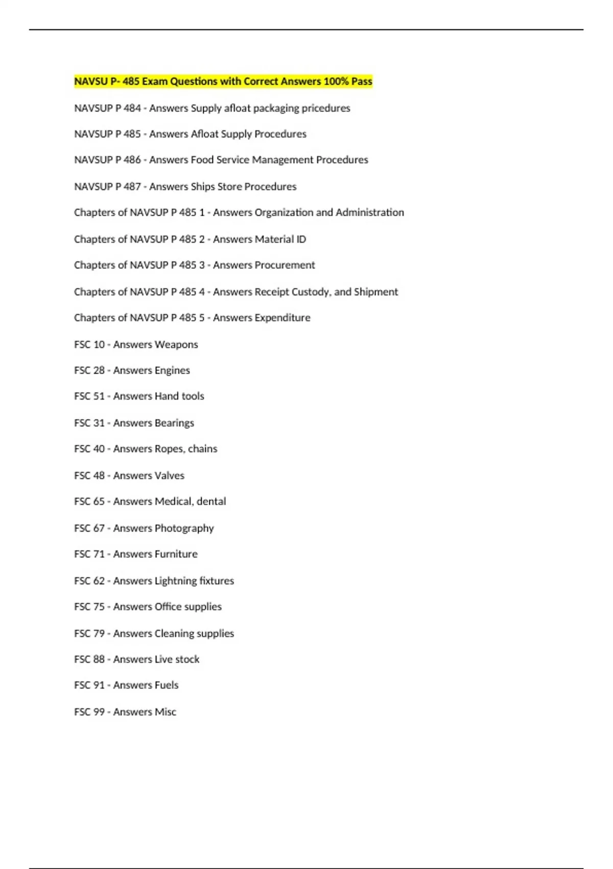 NAVSU P- 485 Exam Questions with Correct Answers 100% Pass - NAVSU P ...