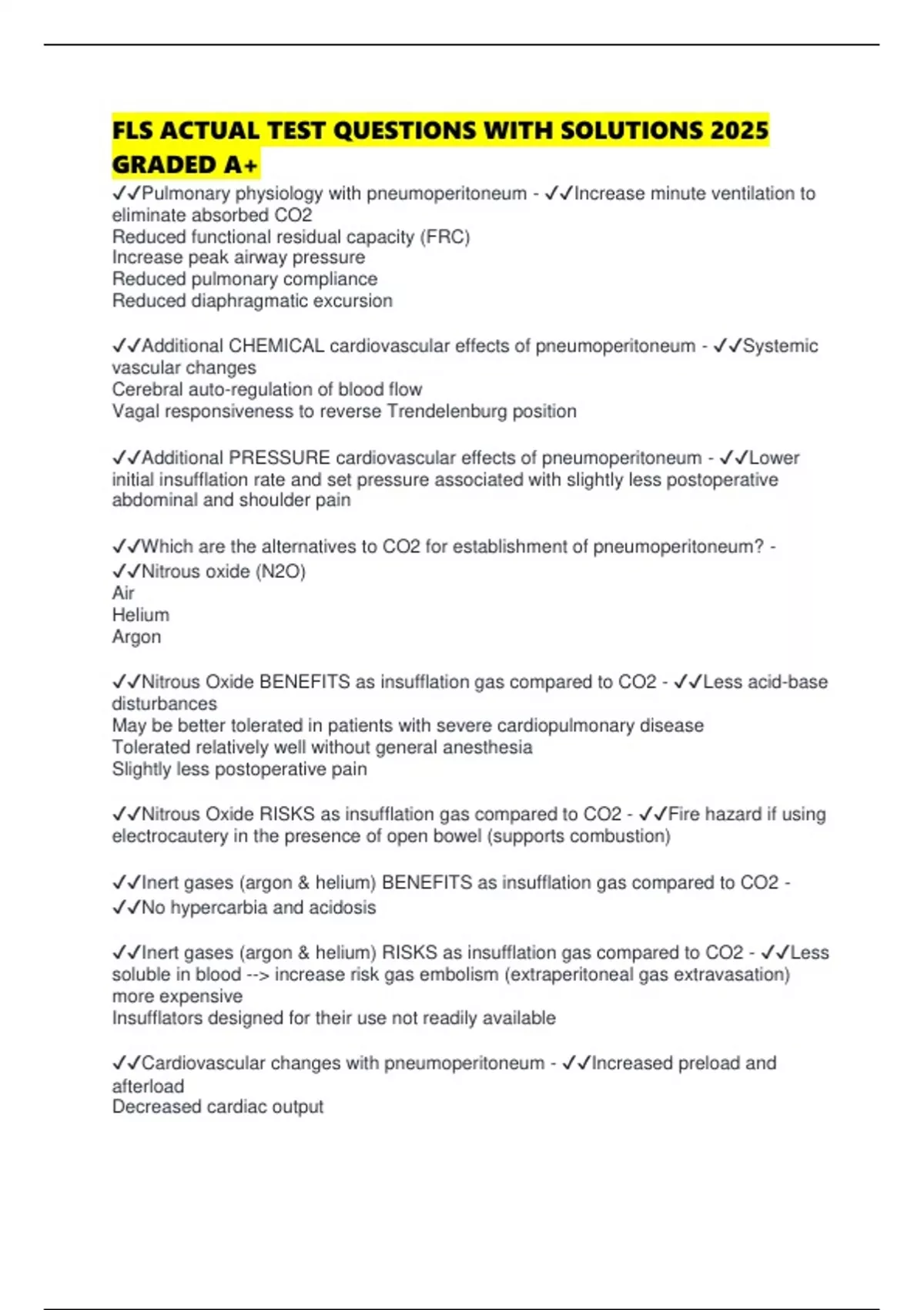 FLS ACTUAL TEST QUESTIONS WITH SOLUTIONS 2025 GRADED A+ - FLS - Stuvia US