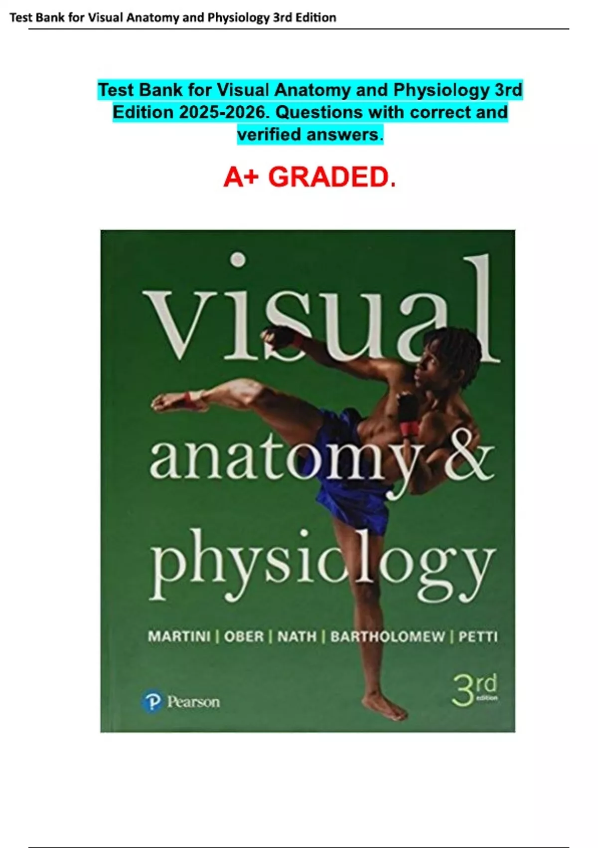Test Bank for Visual Anatomy and Physiology 3rd Edition . Questions ...