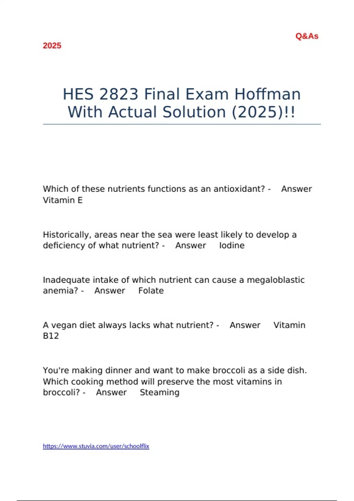 HES 2823 Final Exam Hoffman With Actual Solution (2025)!! - HES 2823 ...