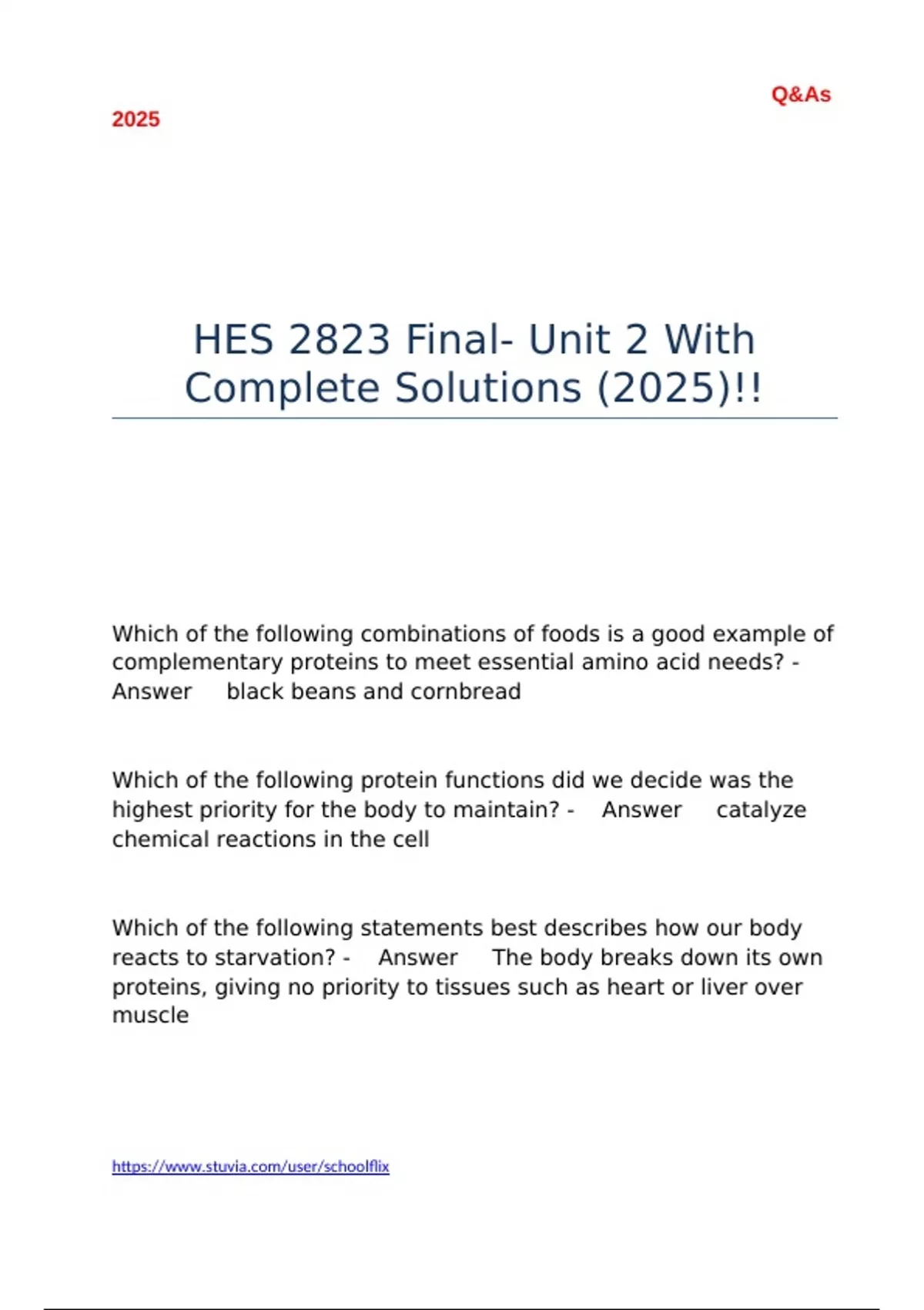 HES 2823 Final- Unit 2 With Complete Solutions (2025)!! - HES 2823 ...