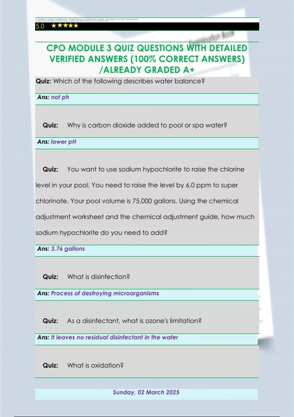 CPO MODULE 3 QUIZ QUESTIONS WITH DETAILED VERIFIED ANSWERS (100% CORRECT ANSWERS) /ALREADY ...