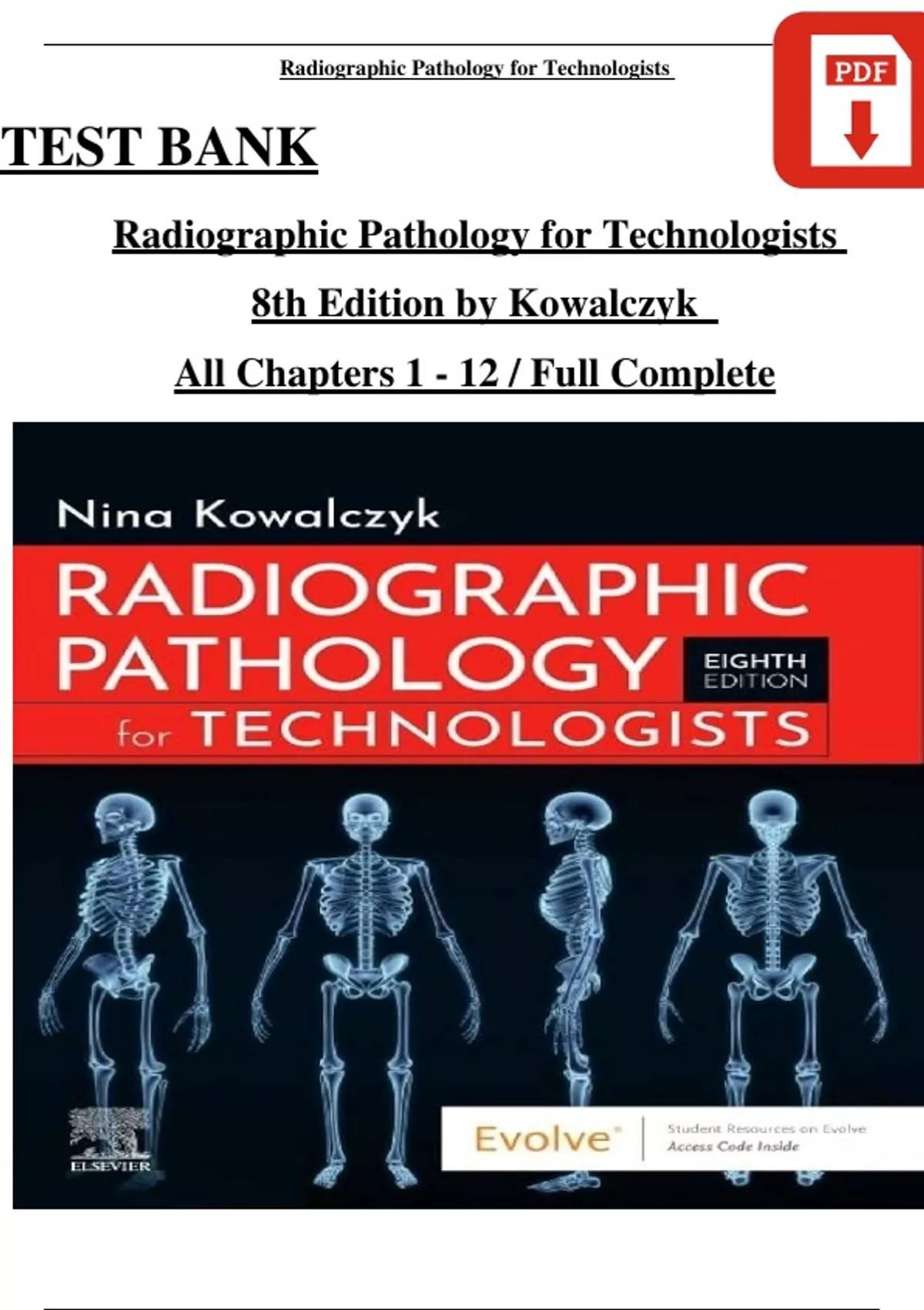 TEST BANK Radiographic Pathology for Technologists 8th Edition by ...