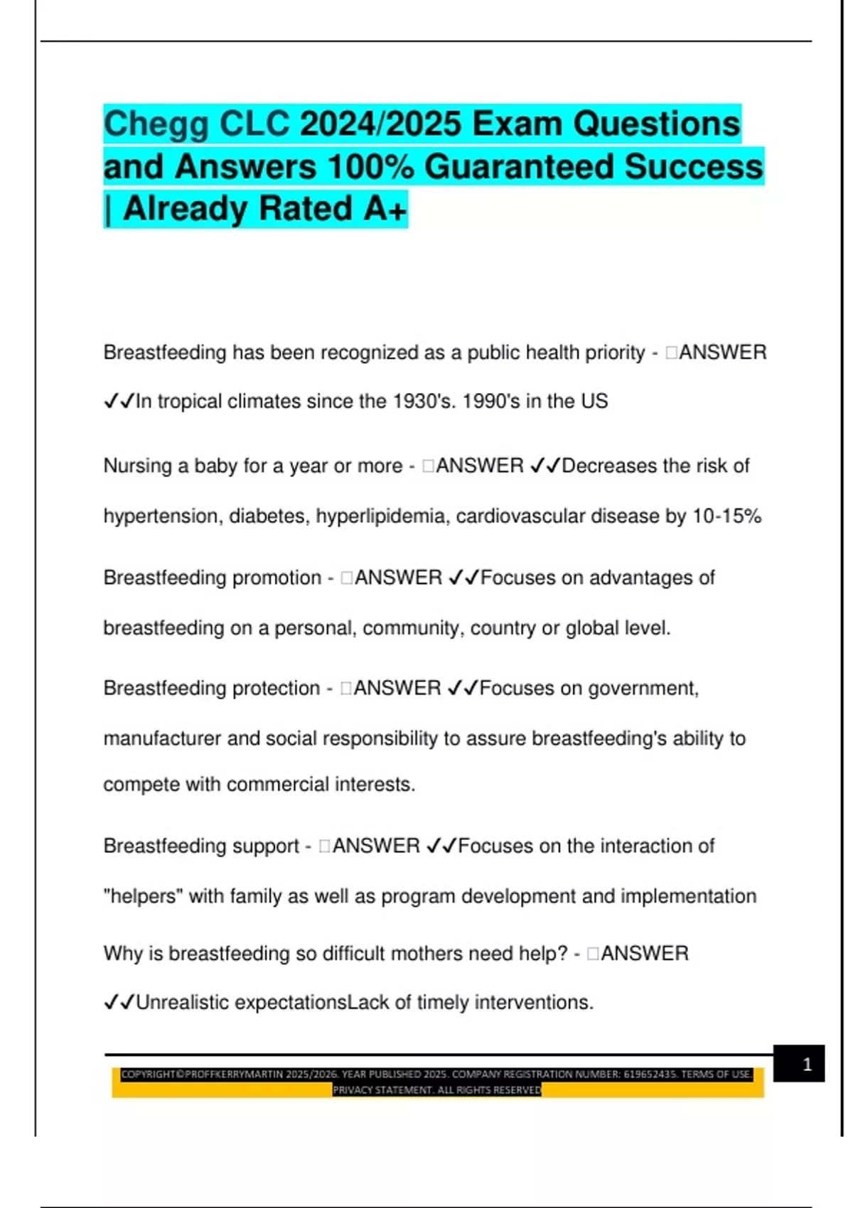 Chegg CLC 2024/2025 Exam Questions and Answers 100% Guaranteed Success ...