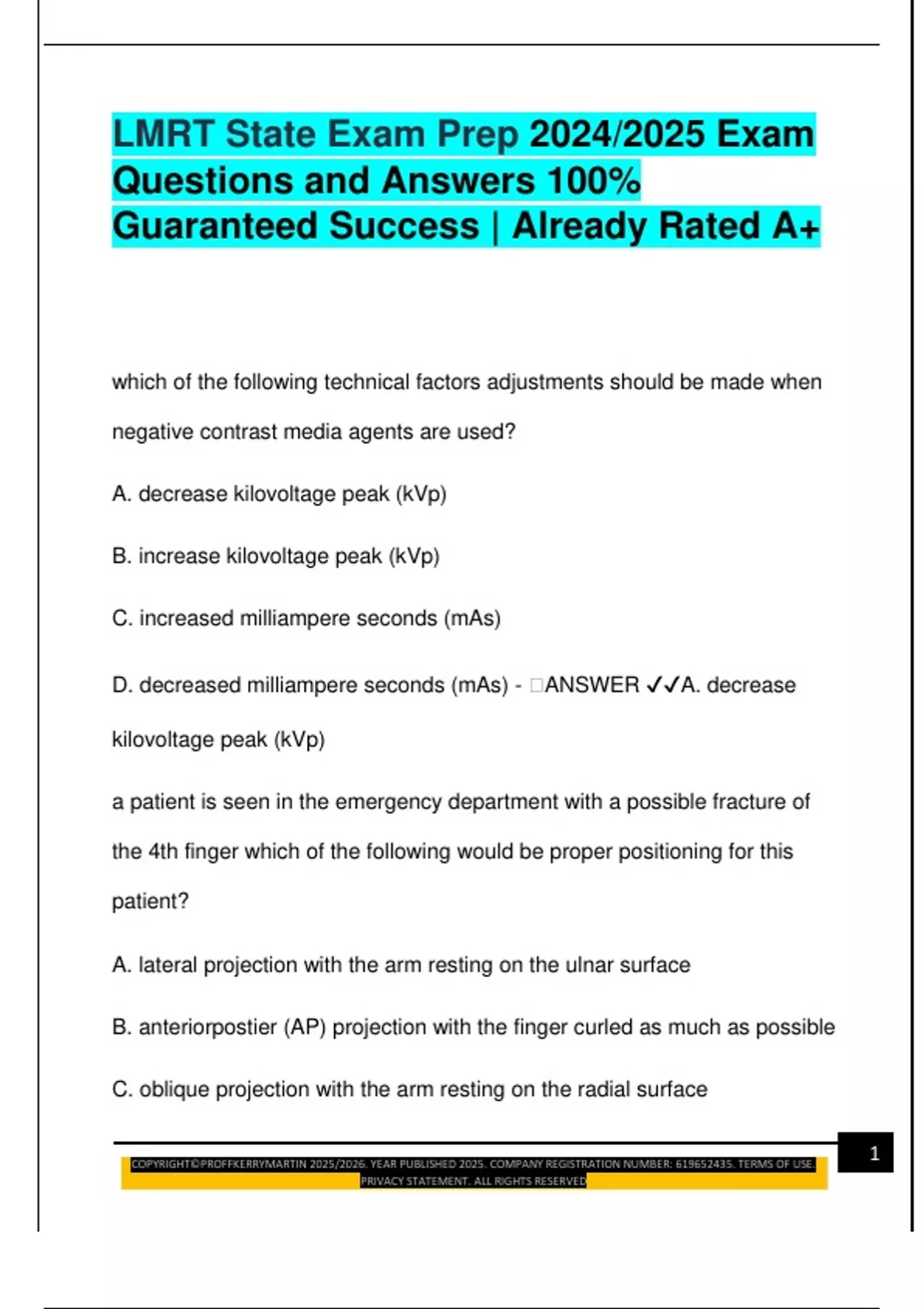 LMRT State Exam Prep 2024/2025 Exam Questions and Answers 100% ...