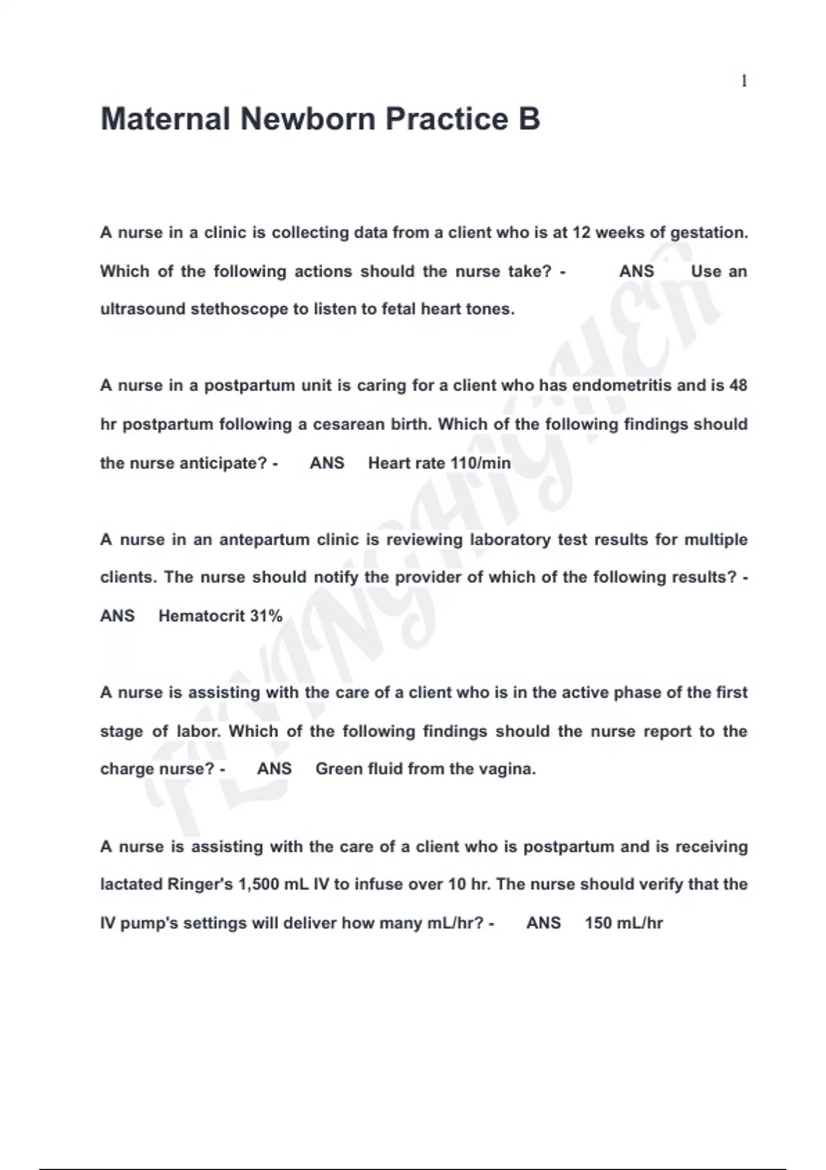 Maternal Newborn Practice B 2025 ( A+ GRADED 100% VERIFIED) - Maternal ...