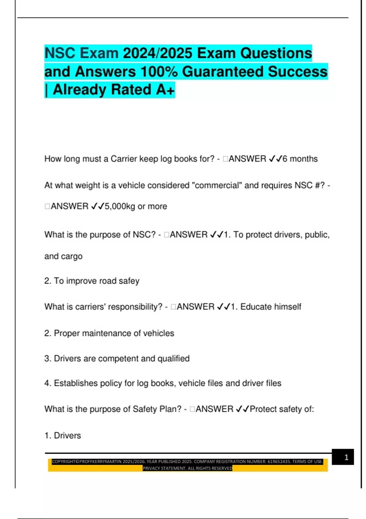 NSC Exam 2024/2025 Exam Questions and Answers 100% Guaranteed Success ...