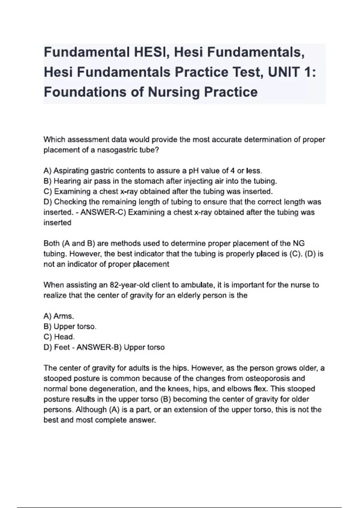 Fundamental HESI, Hesi Fundamentals, Hesi Fundamentals Practice Test ...