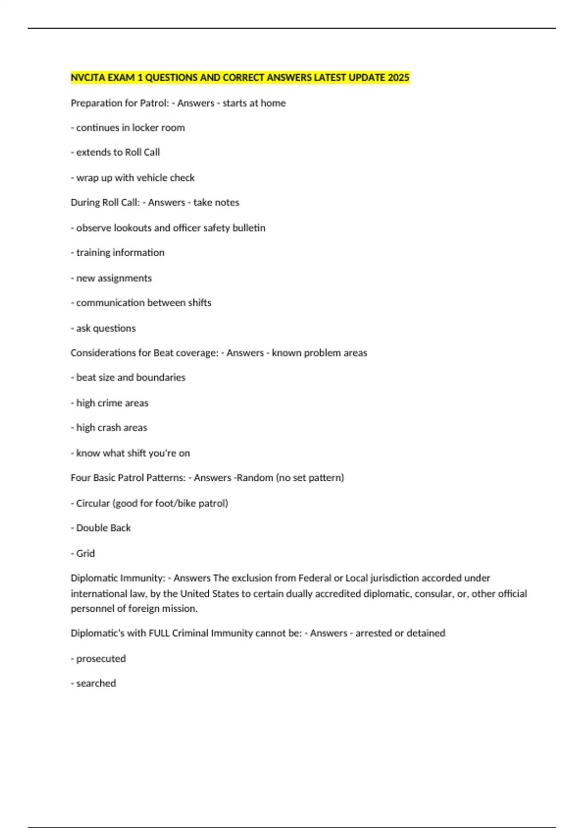 NVCJTA EXAM 1 QUESTIONS AND CORRECT ANSWERS LATEST UPDATE 2025 - NVCJTA ...